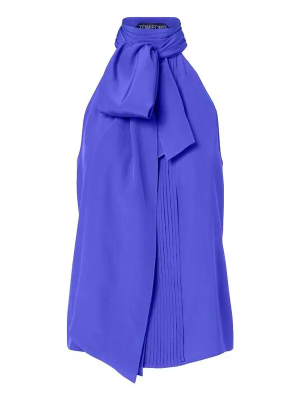 TOM FORD Halter Neck Silk Blouse - Blue