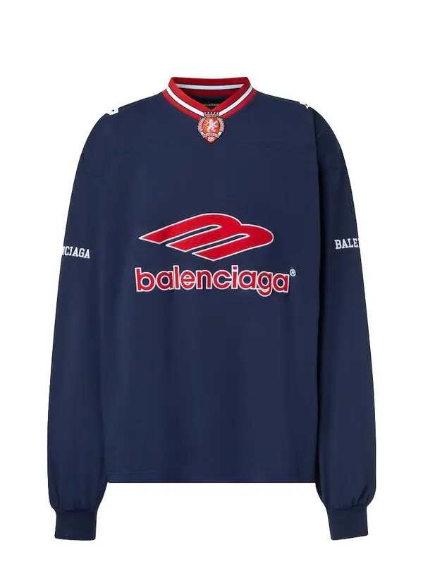 Balenciaga 3b Sports Icon Cotton Jersey T-shirt - Blue