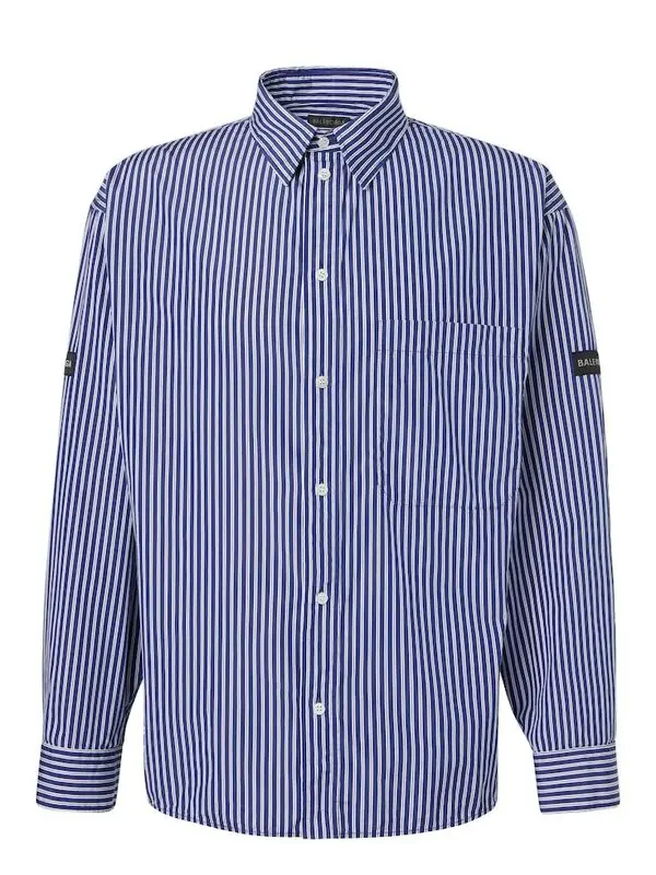 Balenciaga Striped Cotton-blend Poplin Shirt - Blue