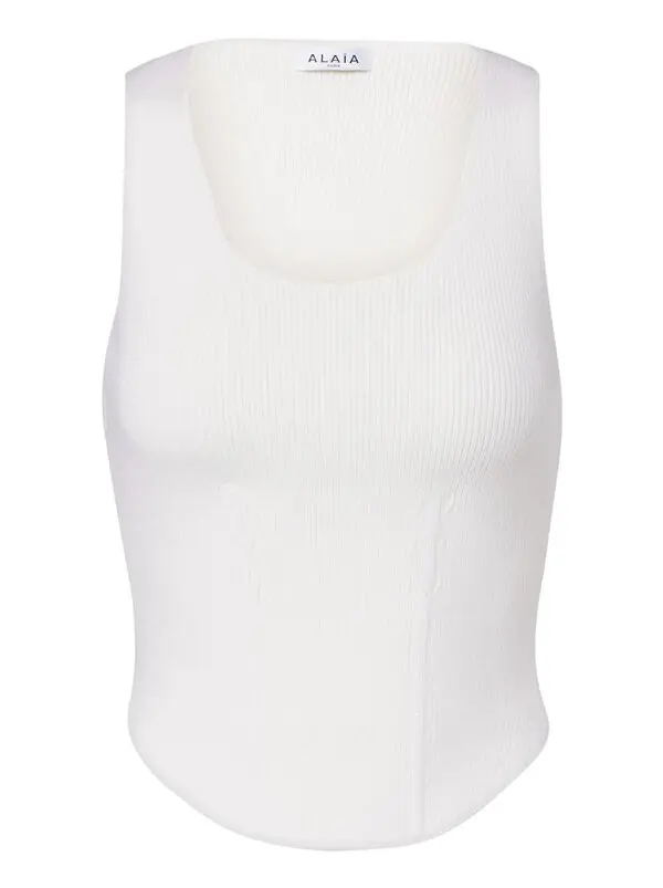 Alaïa Ribbed Wool-blend Bustier - White