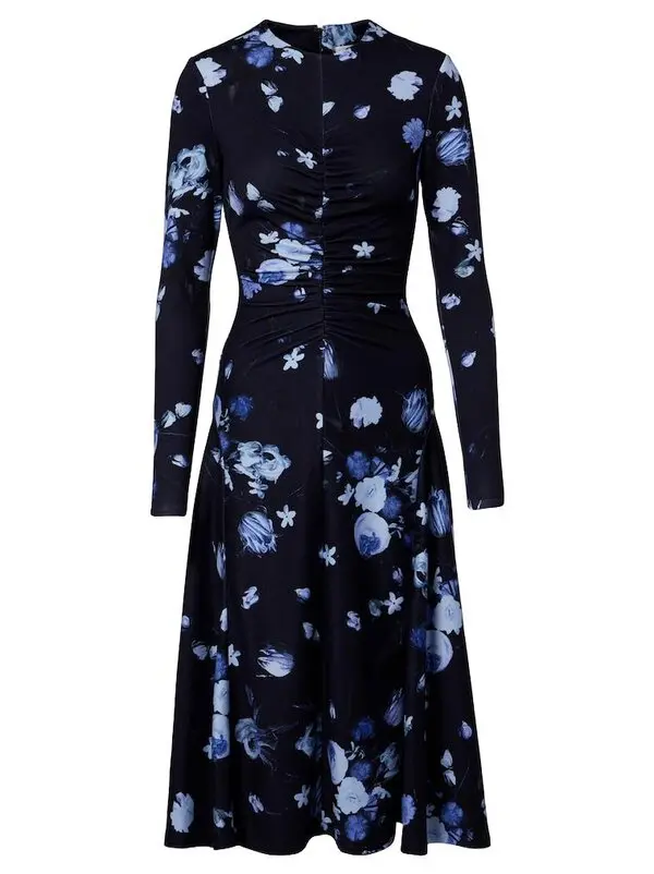Erdem Floral Jersey Midi Dress - Blue