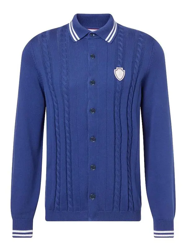 Brunello Cucinelli Cable-knit Embroidered Cotton Cardigan - Blue