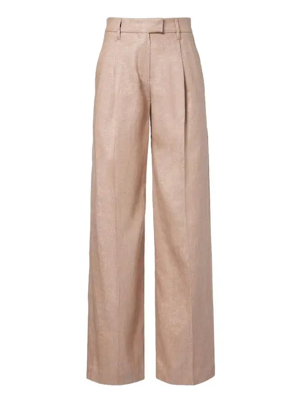 Brunello Cucinelli Linen-blend Wide-leg Trousers - Pink