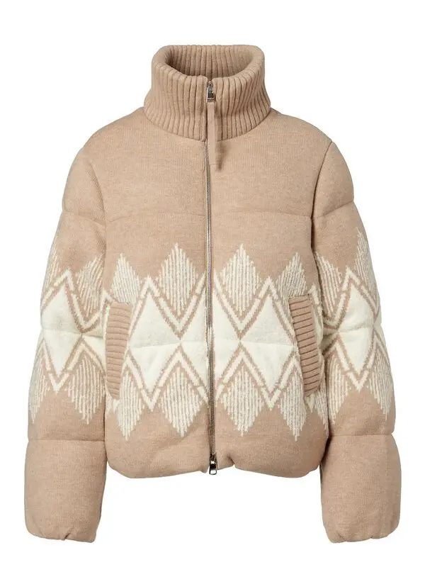 Varley Belinda Knitted Puffer Jacket - Beige