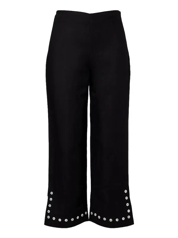 Staud Linen-blend Flared Pants - Black