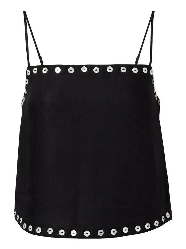 Staud Kirra Linen-blend Tank Top - Black