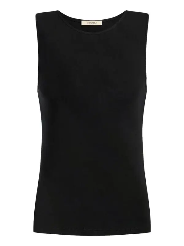 12 STOREEZ Crew-neck Sleeveless Top - Black