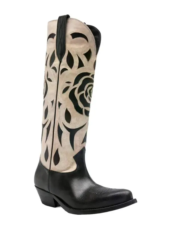 GOLDEN GOOSE Wish Star Embroidered Cowboy Boots - Black