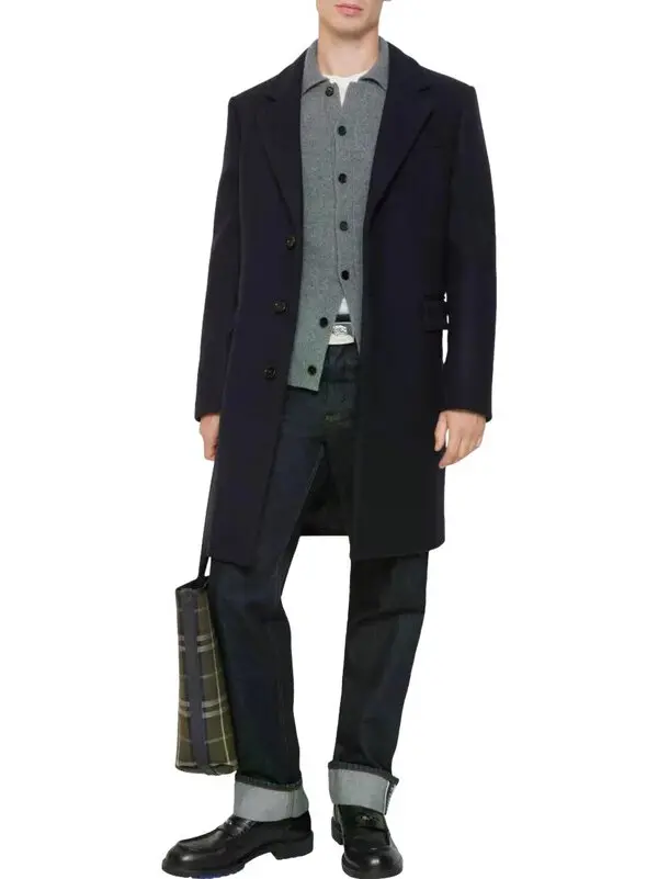Burberry Wool Tailored Coat - Blue