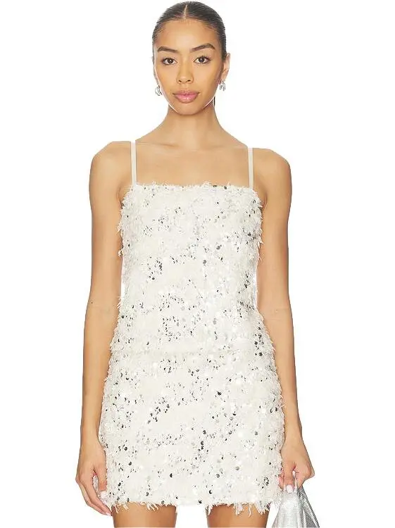 Steve Madden Blakelyn Faux Feather And Sequin Top - Ivory