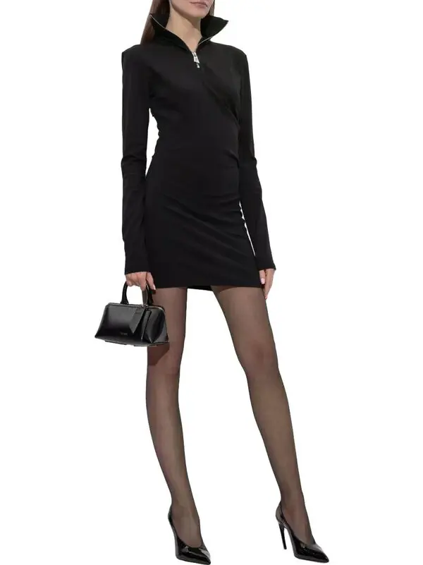 Attico Half-zip Mini Dress - Black