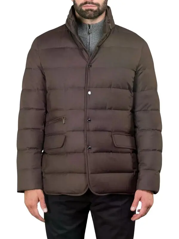 MOORER Padded Jacket With Stand-up Collar - Brown