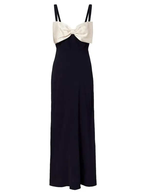 Rixo Bow Detail Satin Midi Dress - Blue