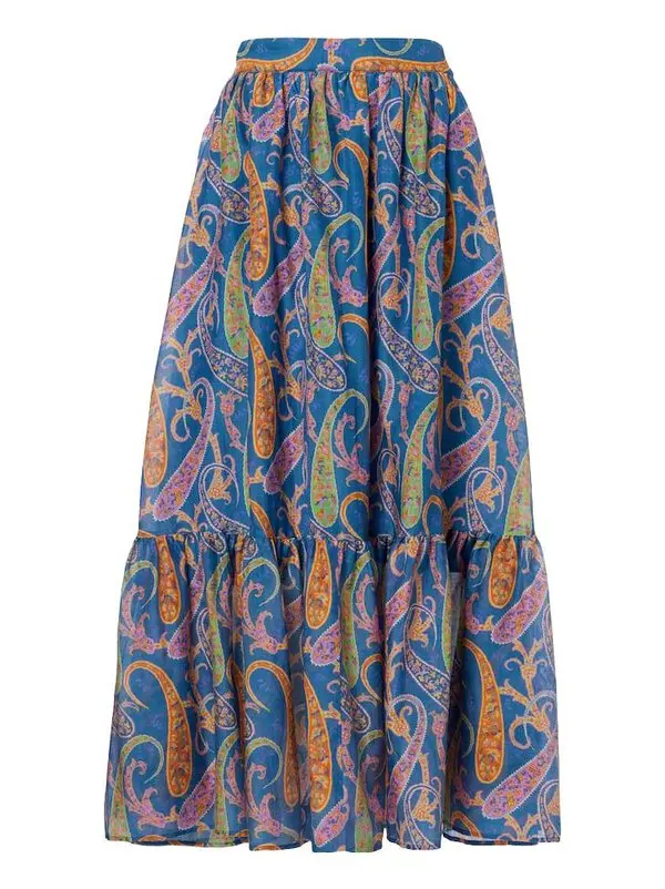 Etro Paisley Cotton Silk Maxi Skirt - Multicoloured