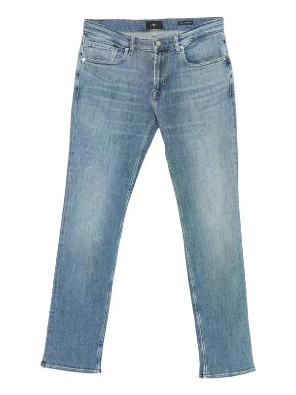 7 For All Mankind Topstitch Straight Leg Jeans - Blue