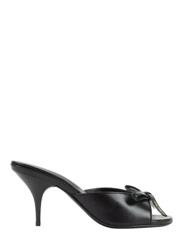 Miu Miu Leather Heeled Sandals With Bow Detail - Black