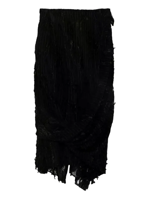 Yohji Yamamoto Distressed Stripe Twist Skirt - Black