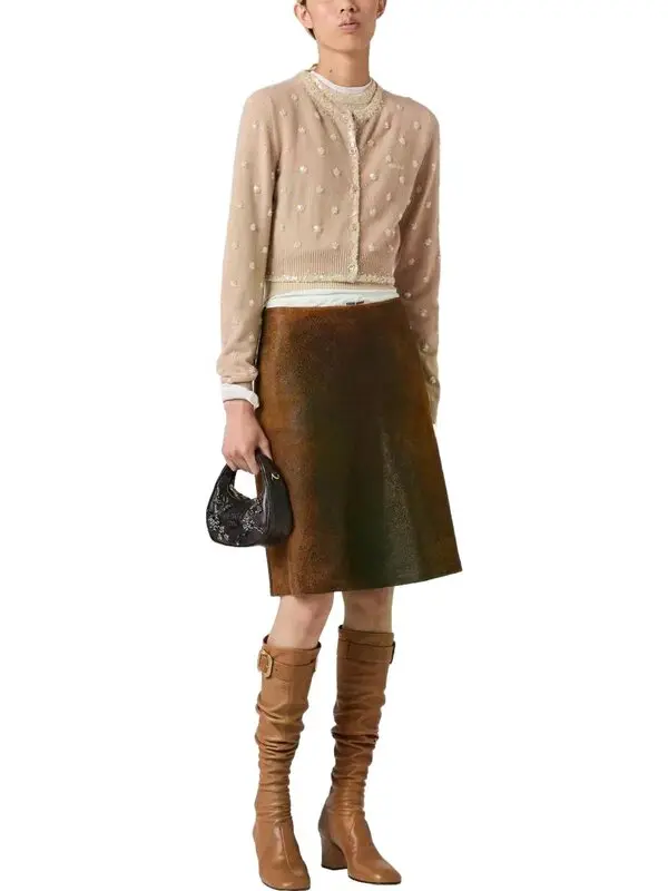 Miu Miu Embroidered Cashmere Cardigan - Neutrals