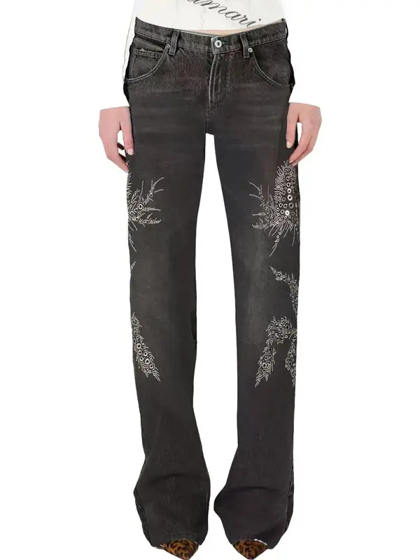 Blumarine Eyelet-embellished Straight Leg Jeans - Black