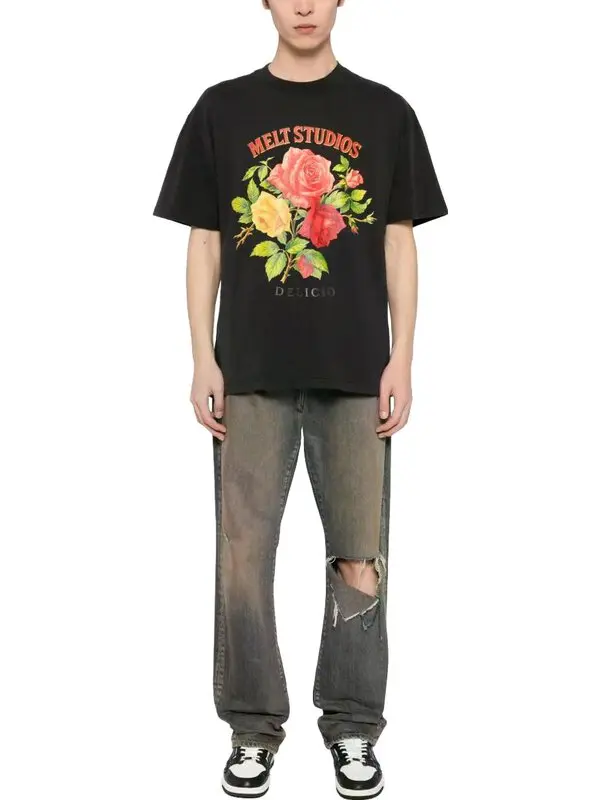MELT Floral-printed T-shirt - Black