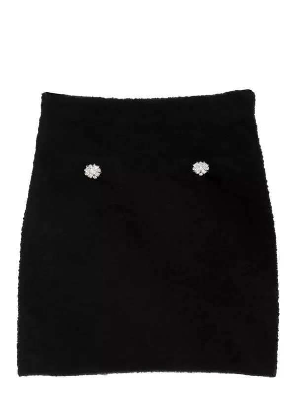 SELF-PORTRAIT Textured Mini Skirt With Crystal Embellishment - Black