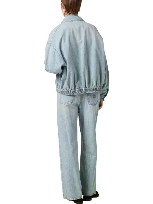 Miu Miu Chambray Jeans With Embroidered Logo - Blue