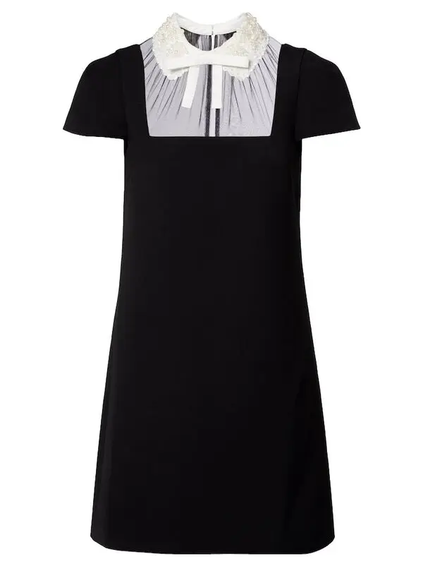 SELF-PORTRAIT Bow-detail Crepe Mini Dress - Black