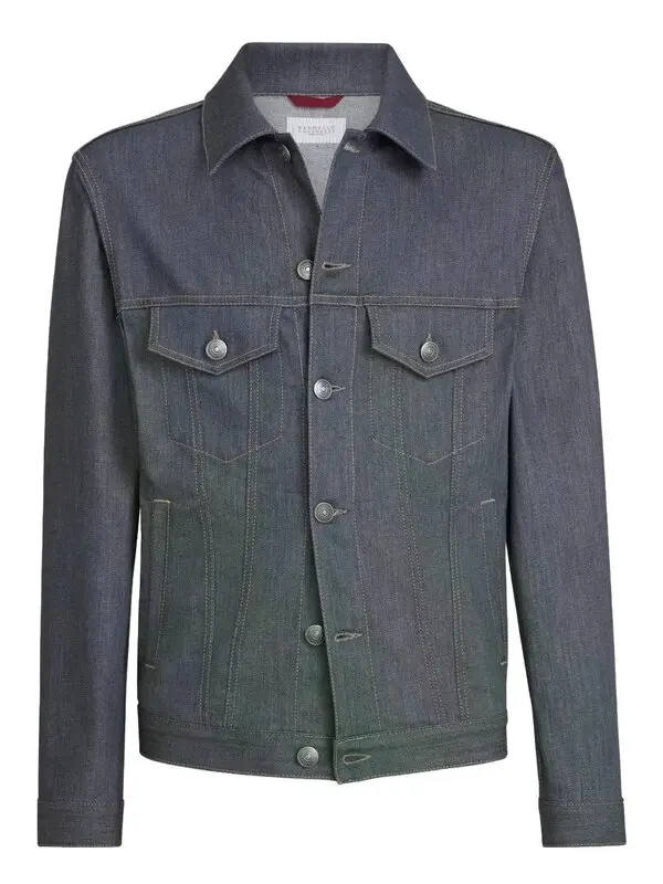 Brunello Cucinelli Denim Jacket With Chest Pockets - Grey