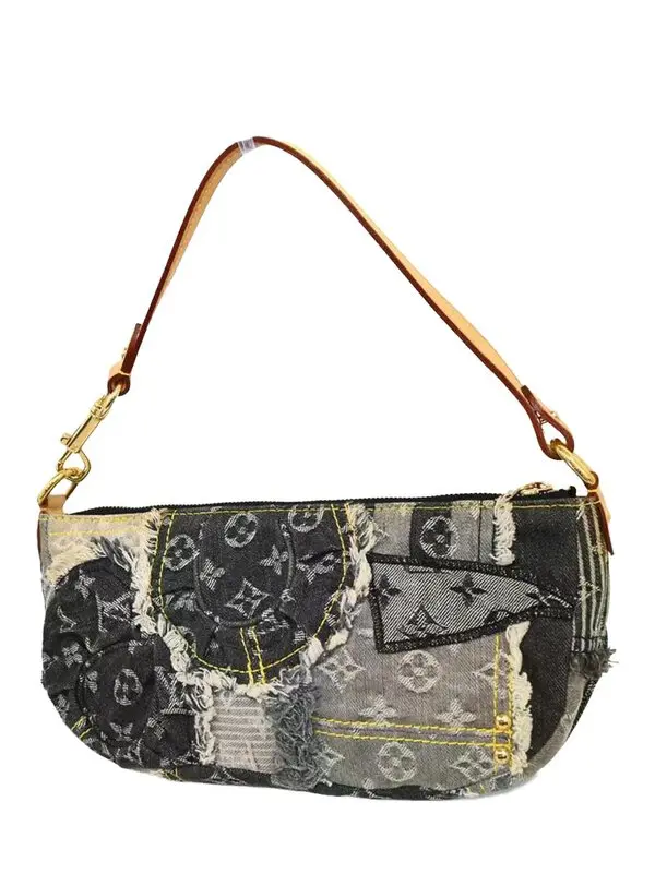 LOUIS VUITTON 2007 Monogram Denim Patchwork Pouchy Shoulder Bag - Grey
