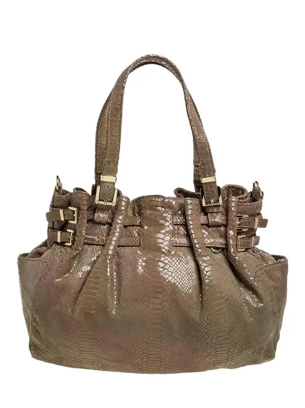 Michael Kors Python Effect Patent Leather Handbag - Neutrals