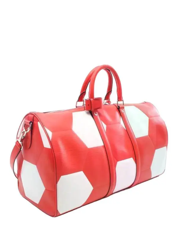 LOUIS VUITTON Keepall Bandoulière 50 Embossed Tote Bag - Red