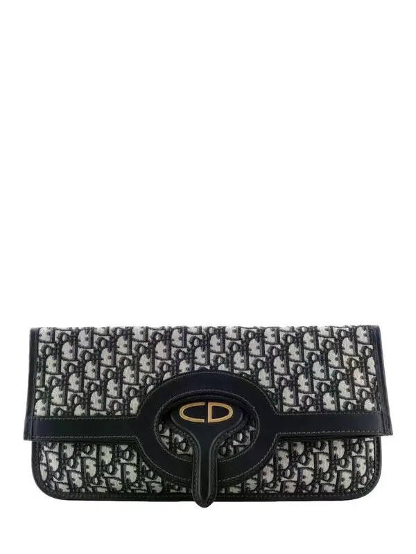 Dior Oblique Canvas Fold Over Clutch Bag - Blue