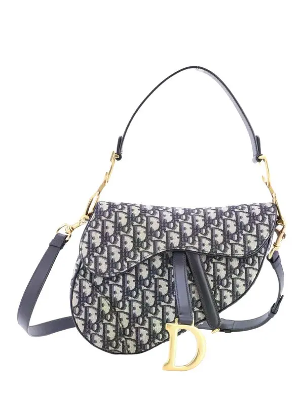 Dior Saddle Handbag With Strap, Oblique Canvas, Medium Shoulder Bag - Blue