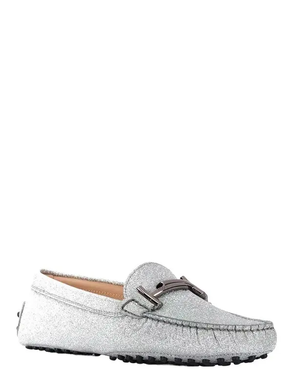 TOD'S Gommino Double T Loafers - Silver
