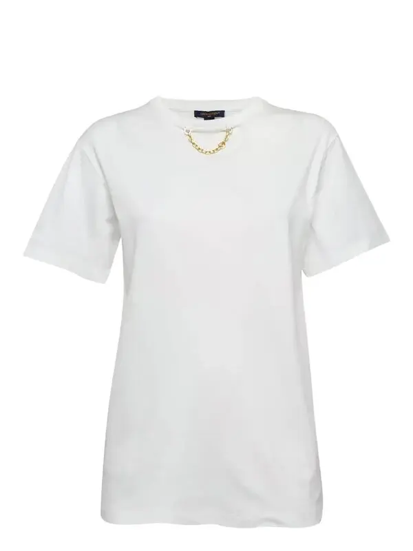 LOUIS VUITTON Chain-embellished Crew Neck T-shirt - White