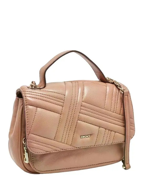 Dkny Quilted Leather Shoulder Bag With Chain Strap - Brown