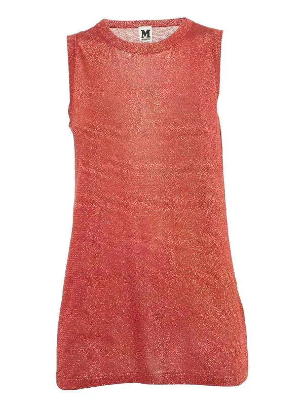 Missoni Sleeveless Round Neck Lurex Knit Top - Red