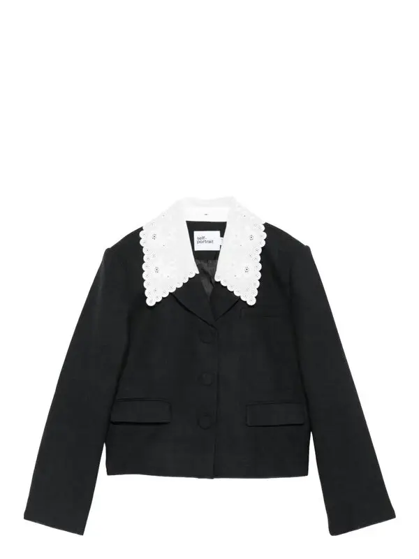 SELF-PORTRAIT Embroidered-collar Jacket - Grey