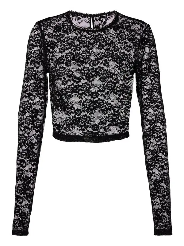 BANANHOT Rona Cropped Lace Top - Black