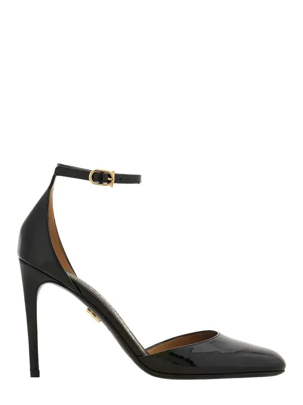 FERRAGAMO Patent Leather Ankle Strap Pumps - Black