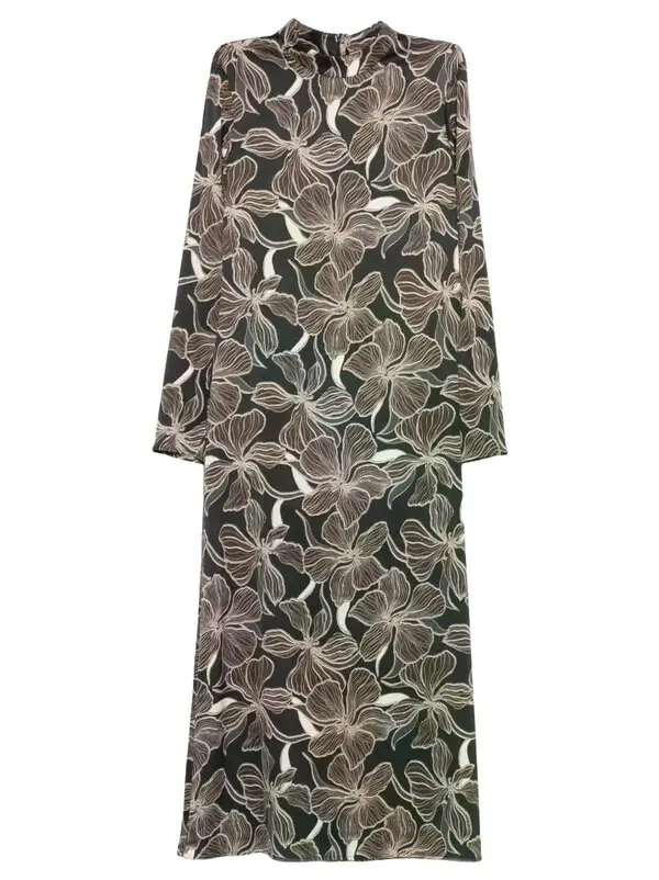 Marc O'polo Floral Print Long Sleeve Dress - Grey