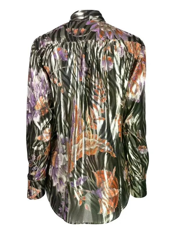 HAYLEY MENZIES Lurex Jacquard Pussy-bow Shirt - Multicolour