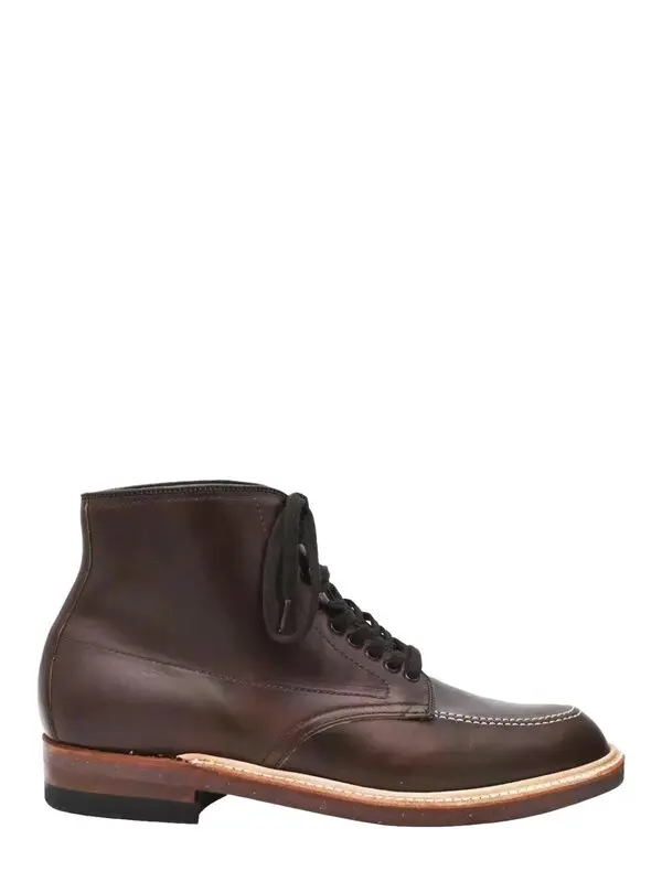 Alden Lace-up Stitched Ankle Boots - Brown