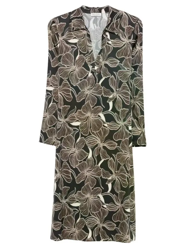 Marc O'polo Floral Print V-neck Midi Dress - Black
