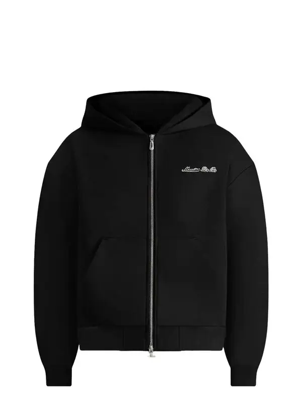 Manière De Voir Zia Zip-fastening Embroidered Relaxed-fit Hoodie - Black