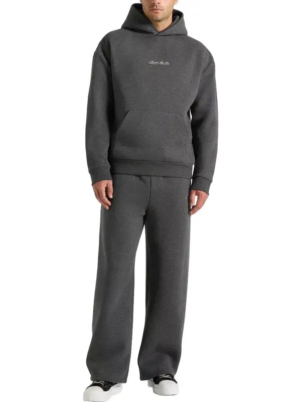 Manière De Voir Logo Embroidered Relaxed Fit Hoodie - Grey