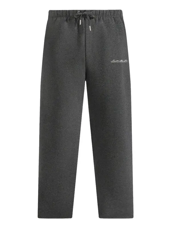 Manière De Voir Logo-embroidered Charcoal Wide-leg Track Pants - Grey