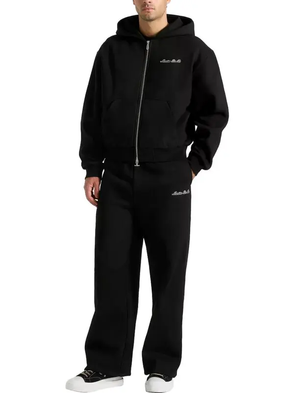 Manière De Voir Maniere De Voir Logo-embroidered Wide-leg Track Pants - Black