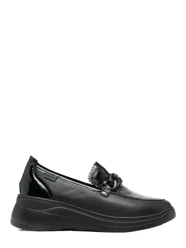 MELLUSO Chain-embellished Patent Loafers - Black