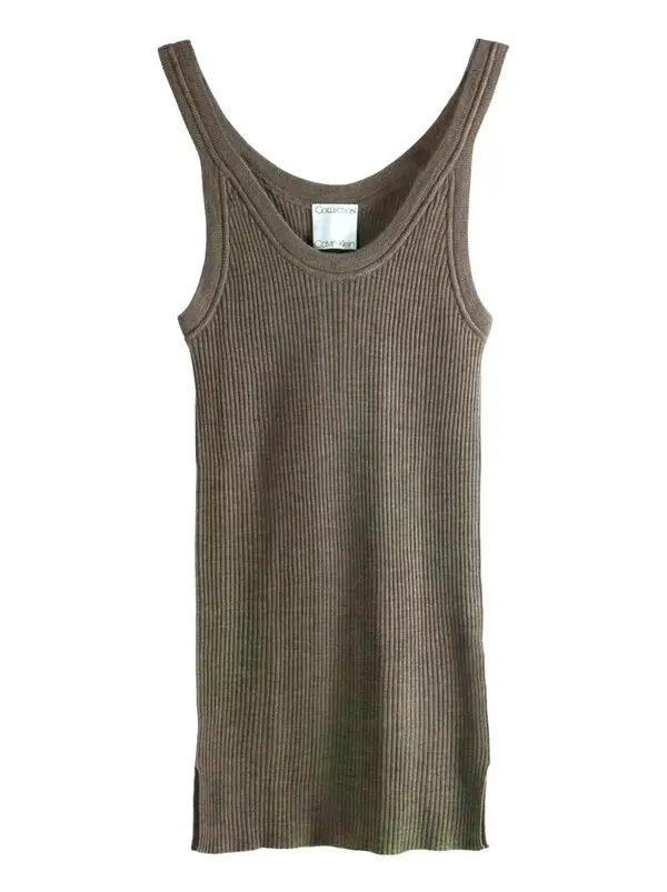 Calvin Klein Ribbed Scoop Neck Tank Top - Brown